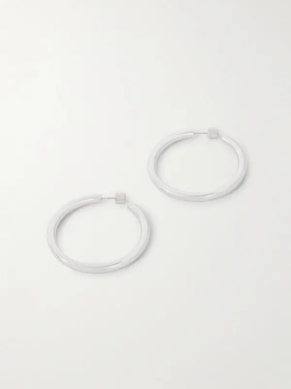 JENNIFER FISHER Baby Lilly Rhodium-plated Hoop Earrings - Silver