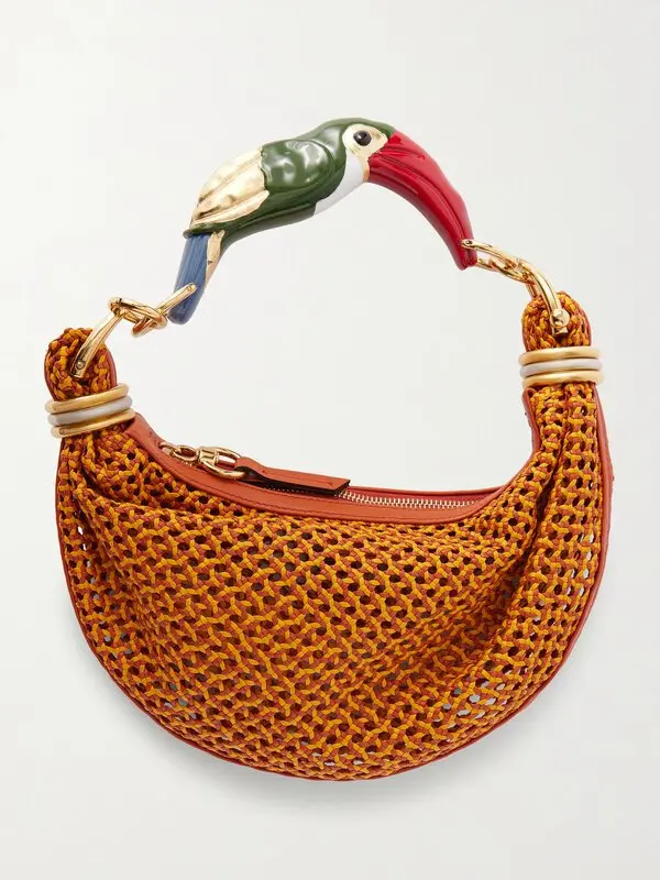 Chloé Woven Leather Shoulder Bag With Parrot Handle