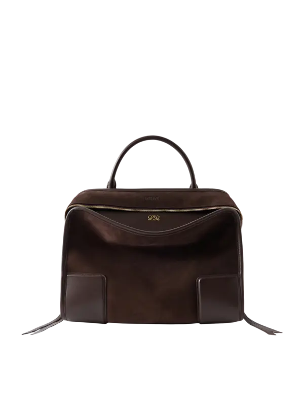 Loewe Amazona Leather-trimmed Suede Tote - Brown