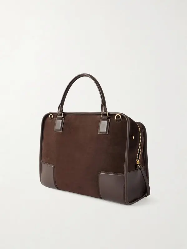 Loewe Amazona Leather-trimmed Suede Tote