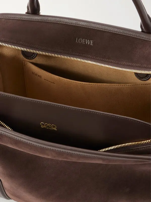 Loewe Amazona Leather-trimmed Suede Tote