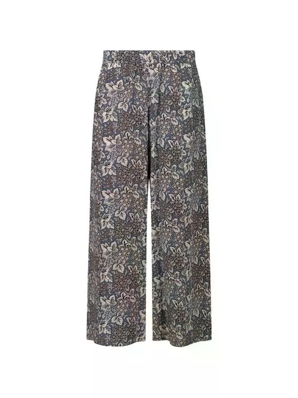 Max Mara Floral Print Silk Wide-leg Trousers