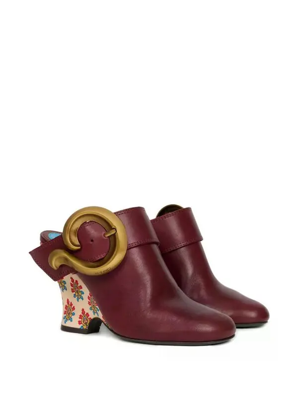Etro Leather Mules With Wedge And Paisley Buckle