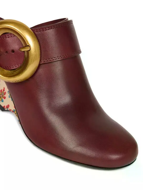 Etro Leather Mules With Wedge And Paisley Buckle
