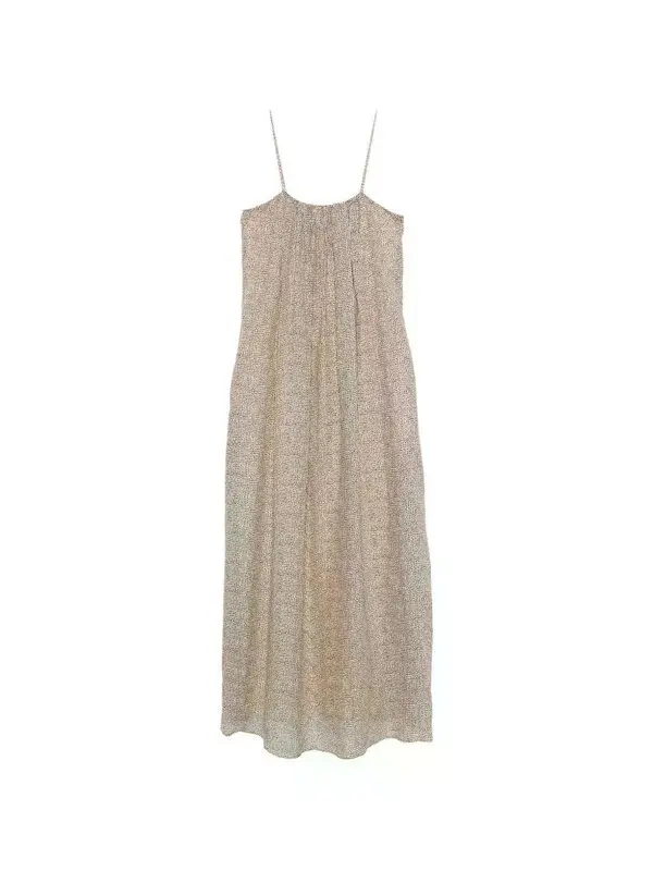 ALYSI Dotted Ramie Midi Dress - Neutrals