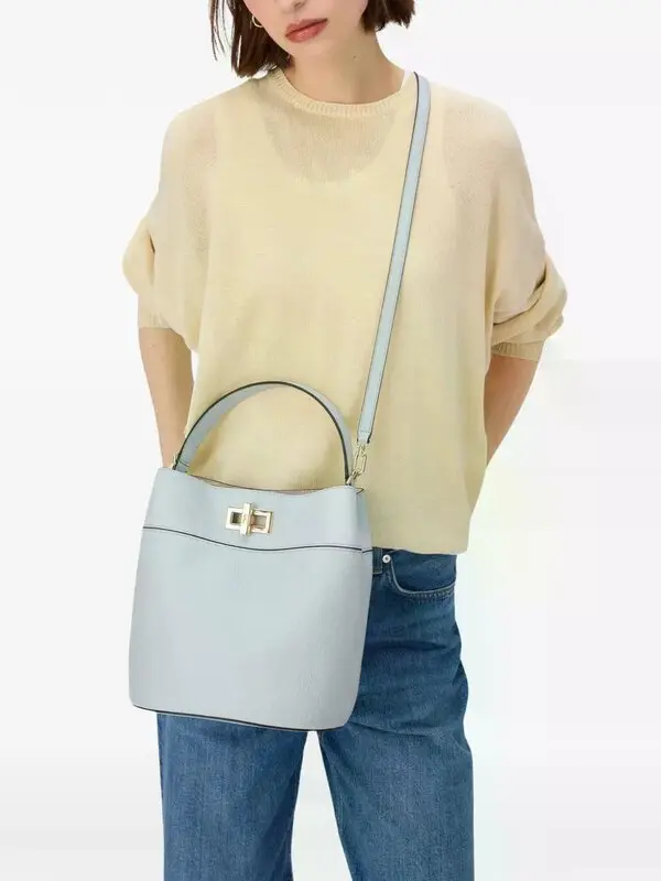 Furla Amelia Lock Leather Bucket Bag - Blue