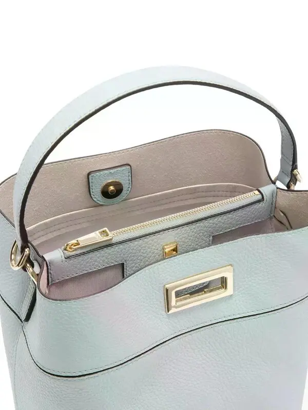 Furla Amelia Lock Leather Bucket Bag - Blue