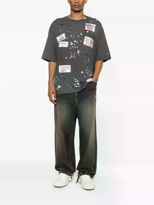 Mihara Yasuhiro Sticker-embellished T-shirt