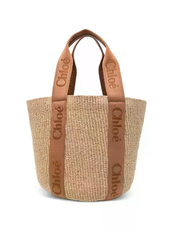Chloé Large Woody Raffia Tote Bag - Neutrals