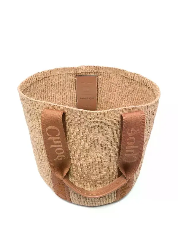 Chloé Large Woody Raffia Tote Bag - Neutrals