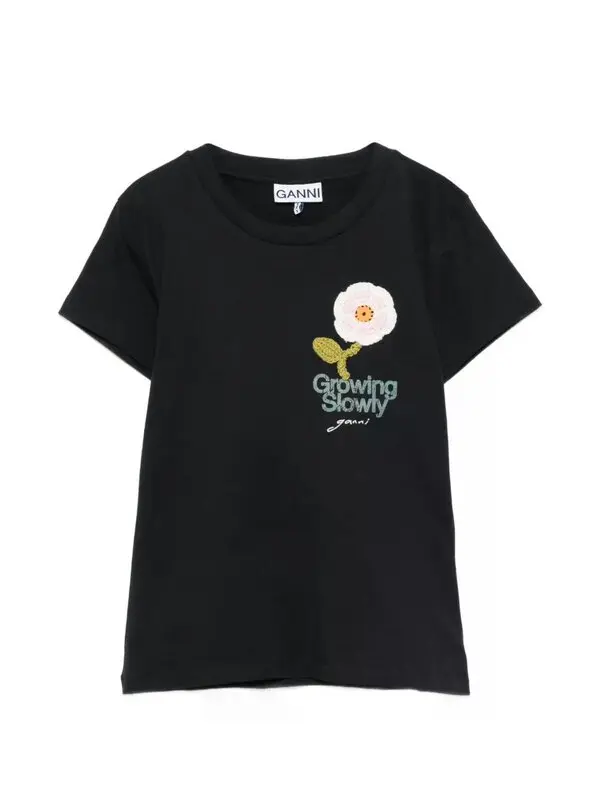 GANNI Crochet-patch T-shirt