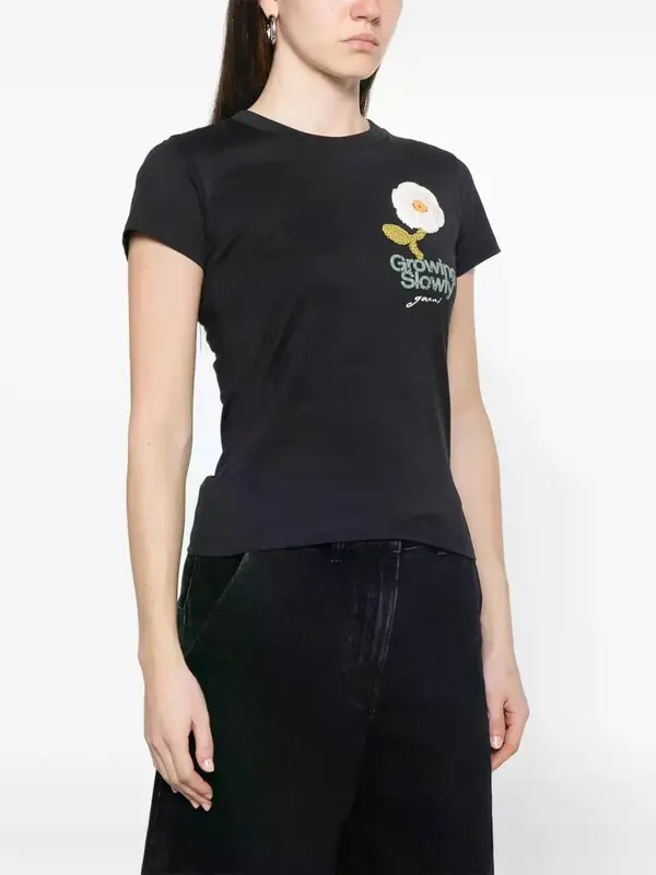 GANNI Crochet-patch T-shirt