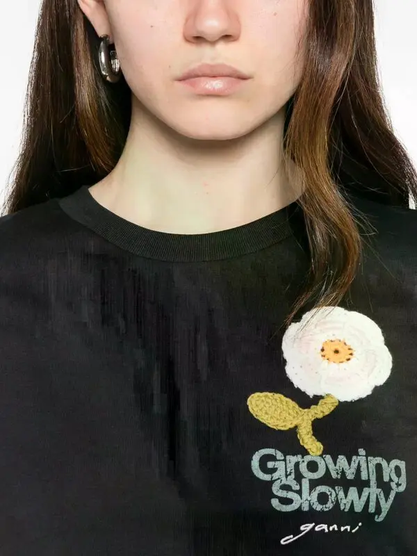 GANNI Crochet-patch T-shirt