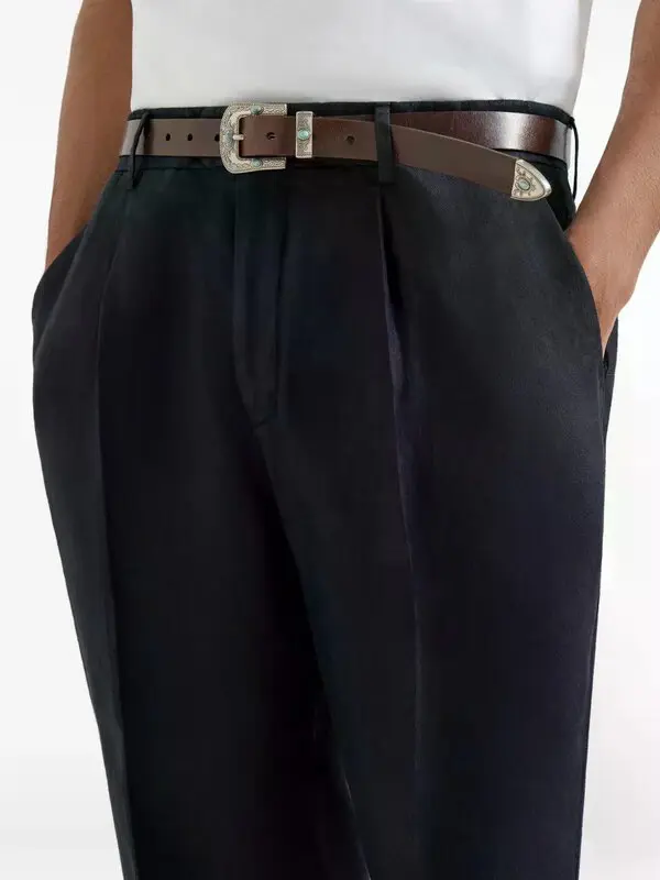 Brunello Cucinelli Garment-dyed Linen Gabardine Trousers With Pleat