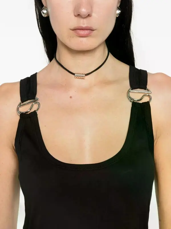 Coperni Scoop Neck Sleeveless Dress With Logo Appliqu - Black