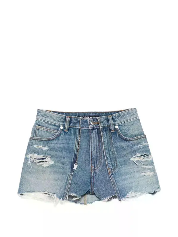 Alexander Wang Ripped Zip Shorts - Blue