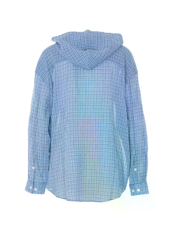 DUNST Hooded Checked-pattern Shirt - Blue