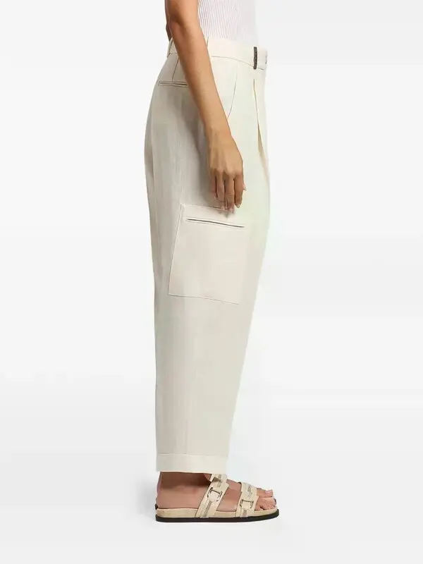 Peserico Cuffed Trousers With Flower Detail