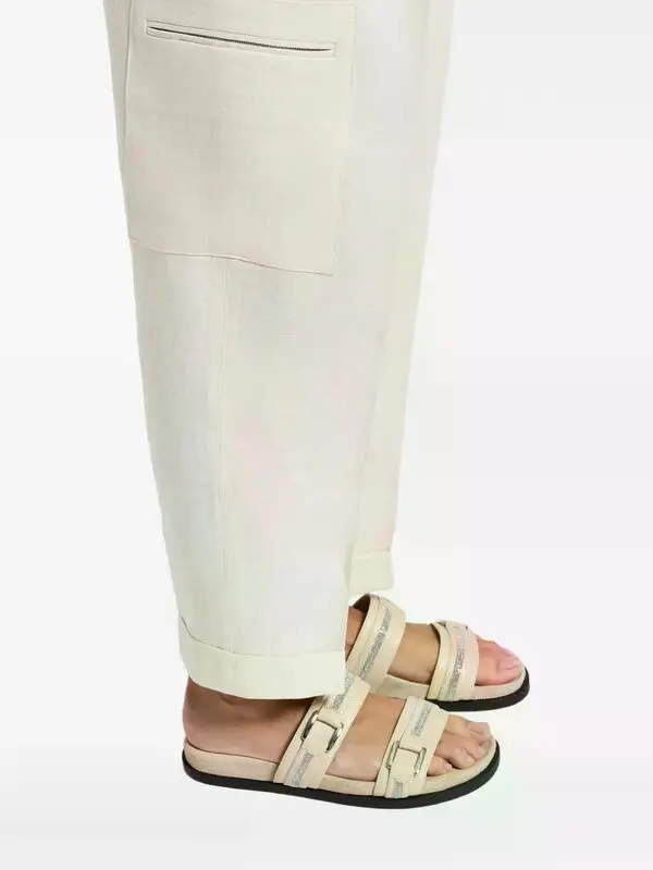Peserico Cuffed Trousers With Flower Detail