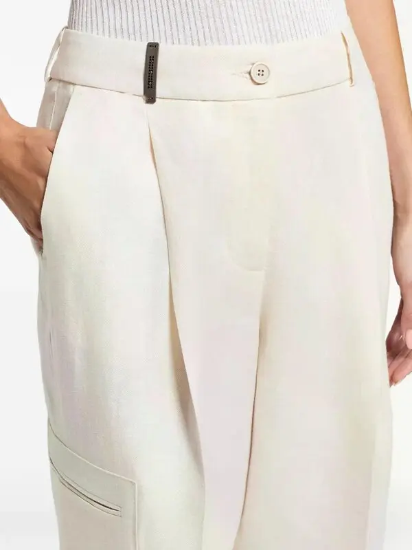 Peserico Cuffed Trousers With Flower Detail