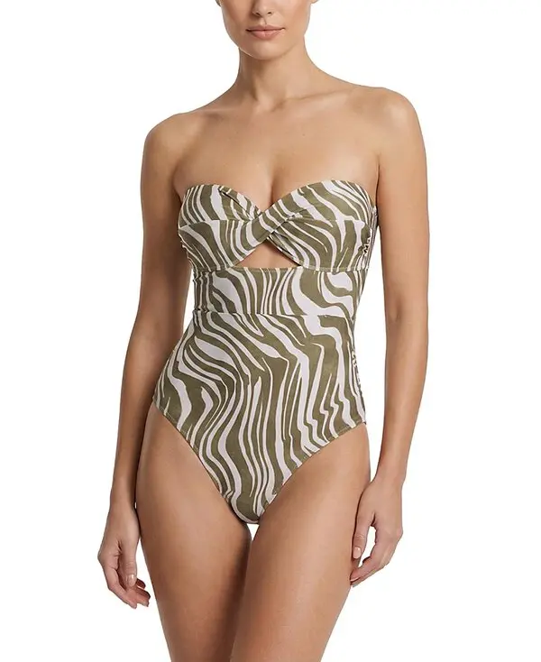 CHANGE OF SCENERY Ella Twist Bandeau One-piece Swimsuit - Serengeti