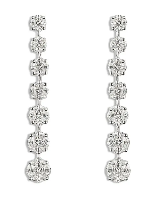 ZYDO 18k Gold Mosaic Diamond Drop Earrings - White