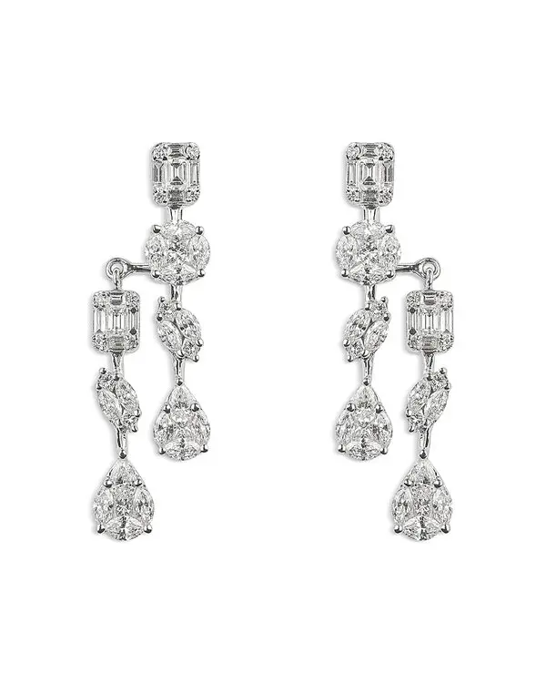 ZYDO 18k Gold Diamond Drop Earrings - White