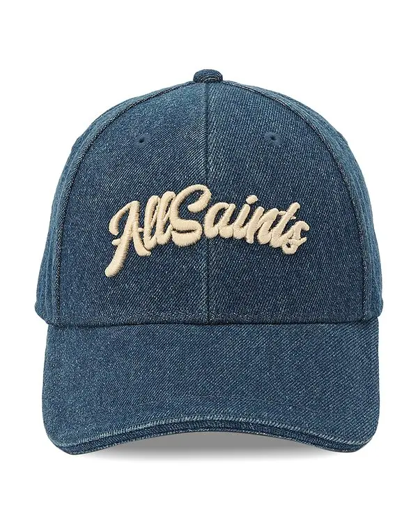 ALLSAINTS Logo Embroidered Denim Baseball Cap - True Blue