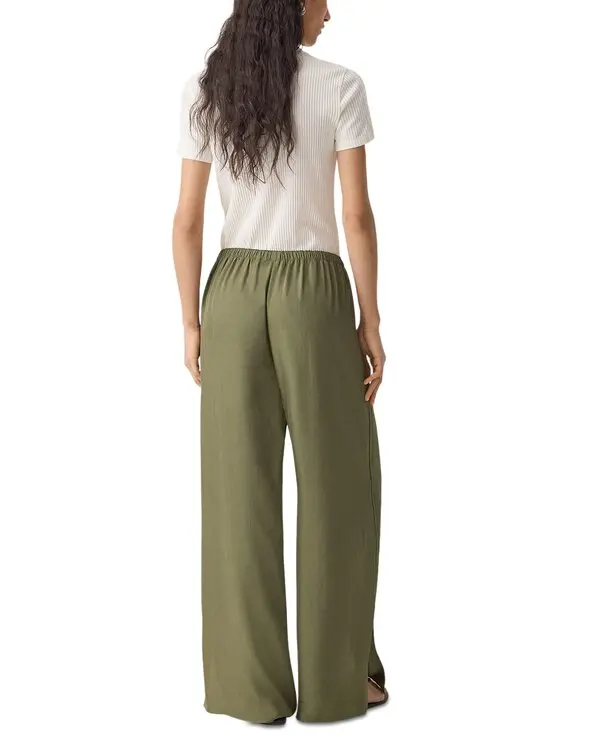 Theory Slit Hem Pull On Trousers - Forest Moss