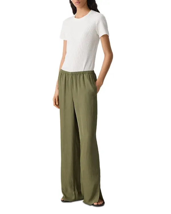 Theory Slit Hem Pull On Trousers - Forest Moss