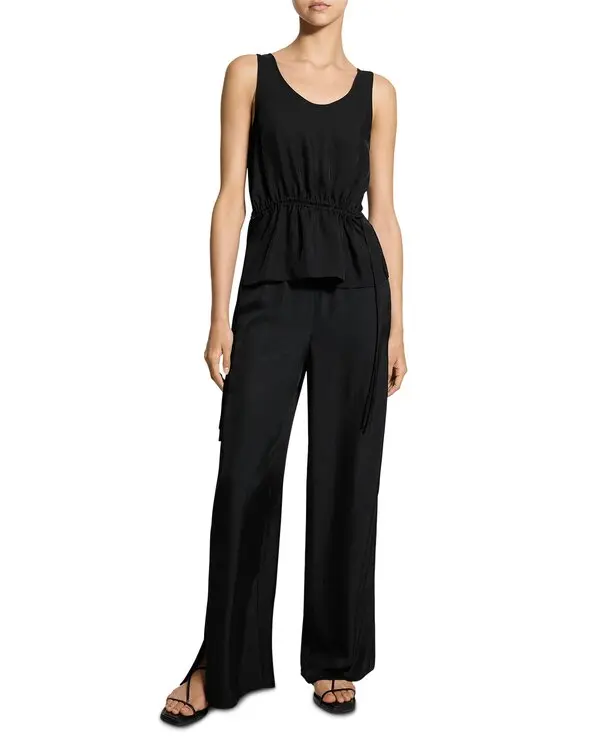 Theory Washed Tie Easy Tank Top - Black