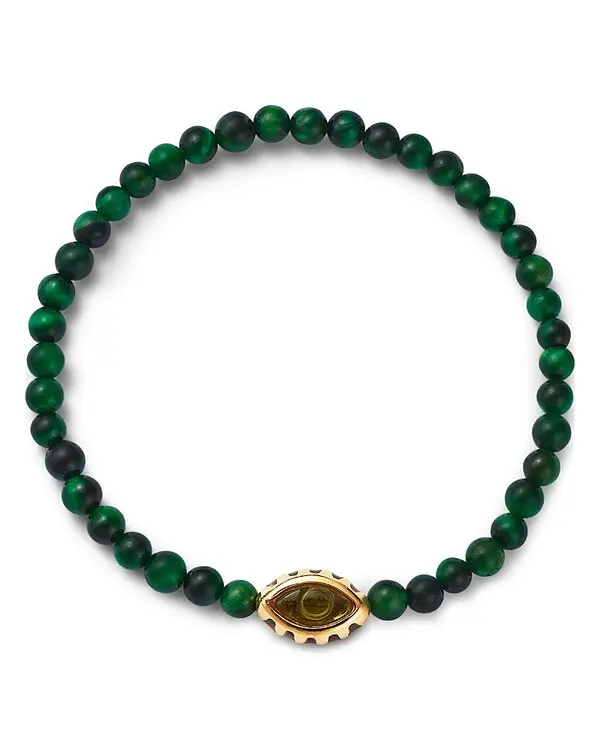 Luis Morais 14k Yellow Gold, Peridot, And Tiger Eye Bracelet - Green