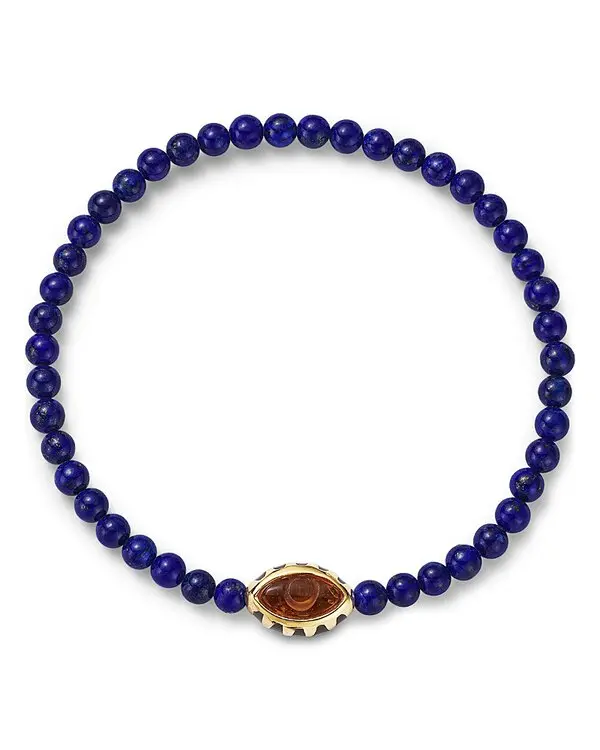 Luis Morais 14k Yellow Gold Citrine Eye Of The Idol Lazuli Bead Bracelet - Lapis