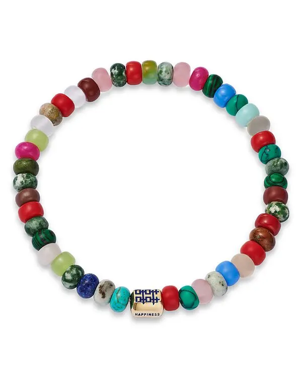 Luis Morais 14k Yellow Gold Agate Bead Bracelet - Multi