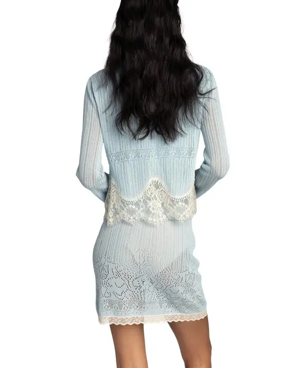 Anna Sui Lingerie Lace Knit Cardigan - Sky Blue