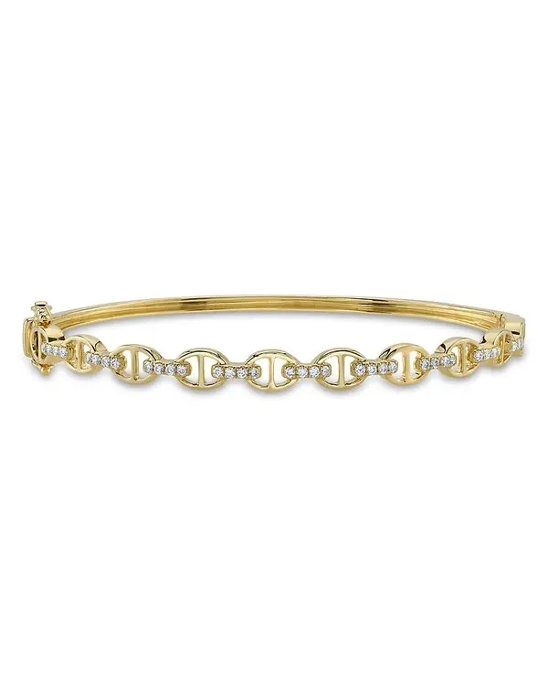 SHY CREATION 14k Yellow Diamond Mariner Link Bangle Bracelet - Gold