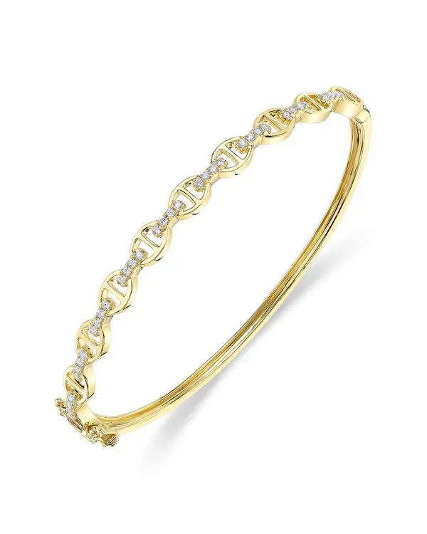 SHY CREATION 14k Yellow Diamond Mariner Link Bangle Bracelet