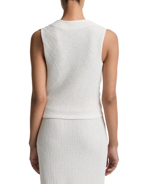 Vince Shadow Grid Cowlneck Top - Chalk