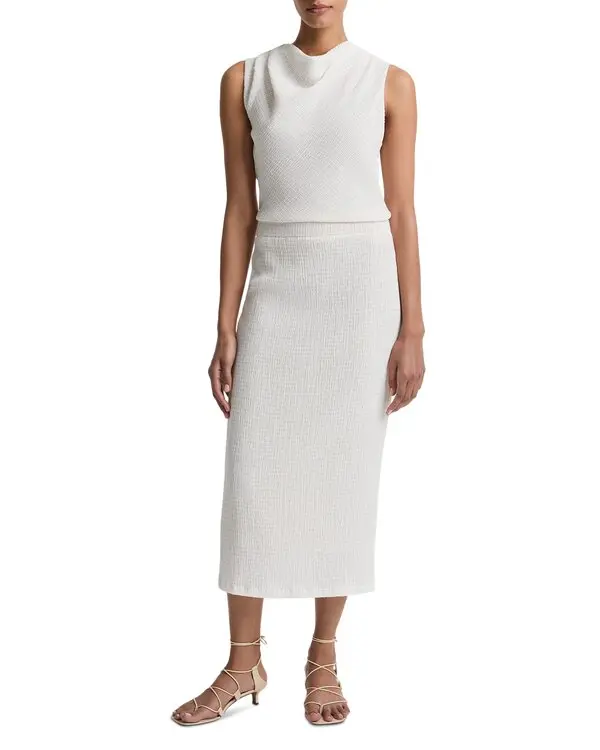 Vince Shadow Grid Midi Skirt - Chalk