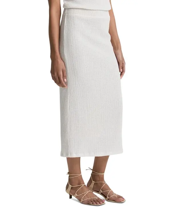 Vince Shadow Grid Midi Skirt - Chalk