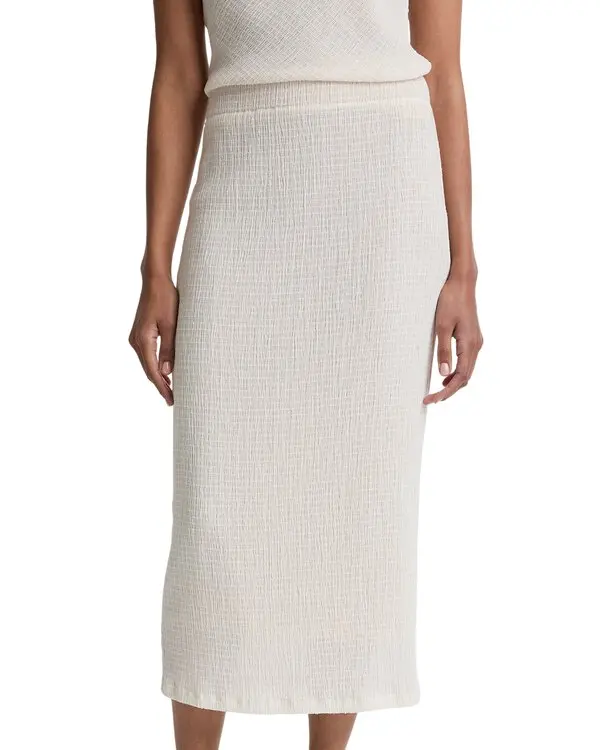 Vince Shadow Grid Midi Skirt - Chalk