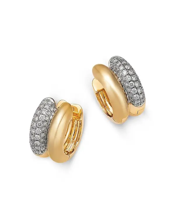 Bloomingdale'S Diamond And 14k Yellow Double Huggie Hoop Earrings - Gold