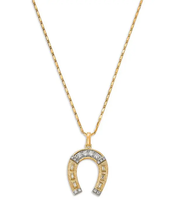Bloomingdale'S Diamond Horseshoe Pendant Necklace - Gold