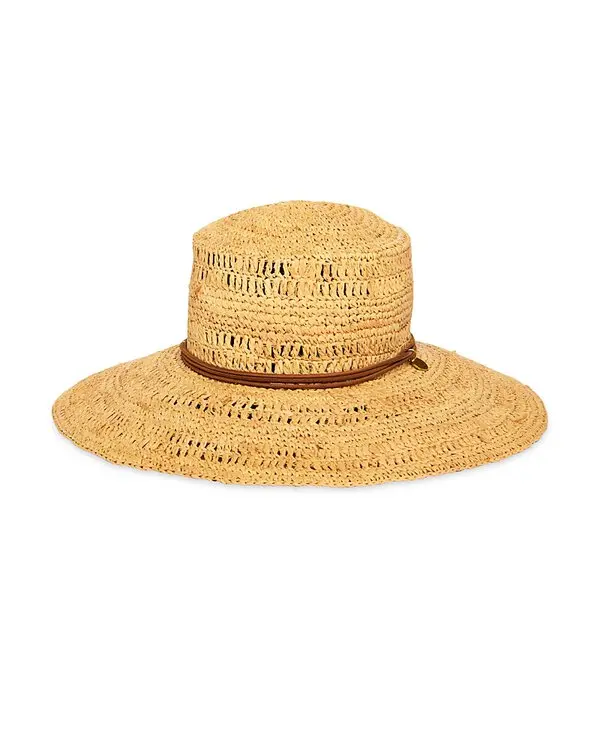 Rag & Bone Crochet Raffia Boater Hat - Natural
