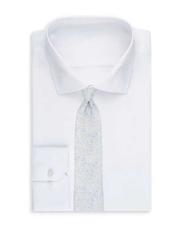 Thomas Pink Floral Standard Neck Tie - Ecru