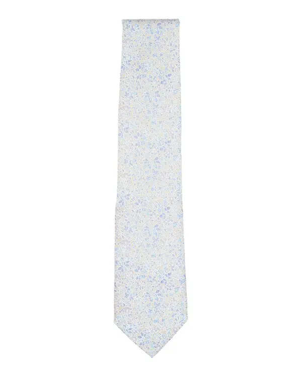 Thomas Pink Floral Standard Neck Tie - Ecru
