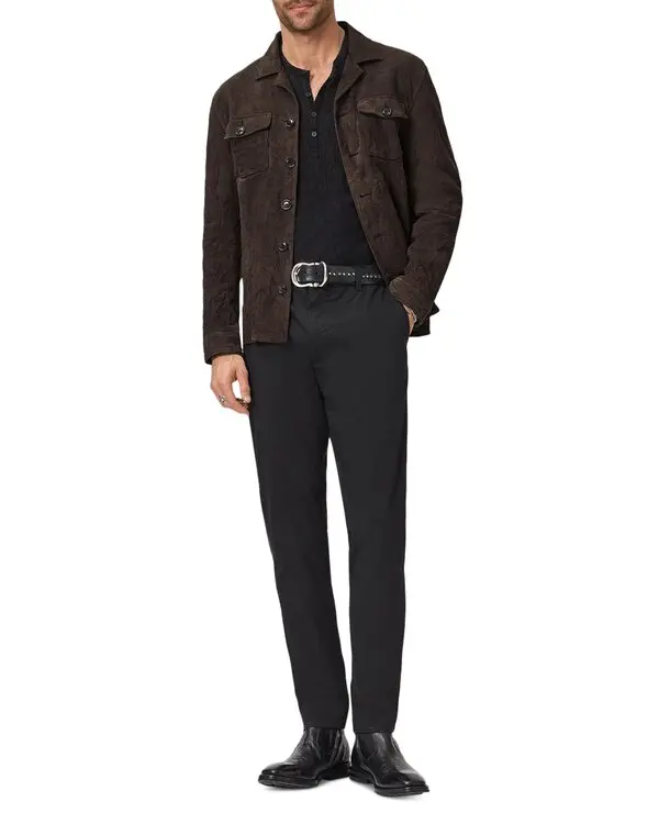 John Varvatos Jesse Leather Shirt Jacket With Buttons - Espresso