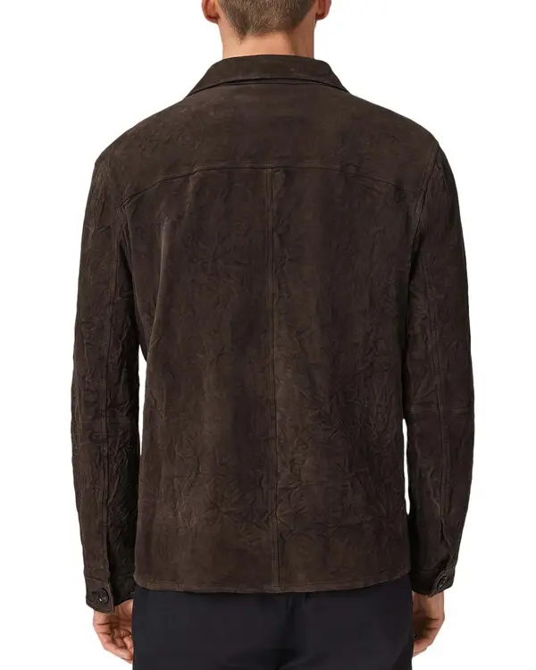 John Varvatos Jesse Leather Shirt Jacket With Buttons - Espresso