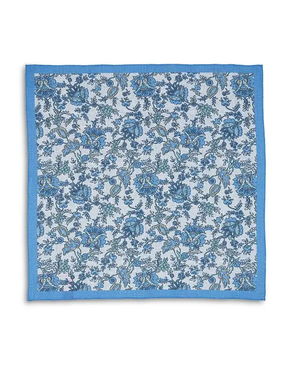 Thomas Pink Linen Floral Pocket Square - Blue