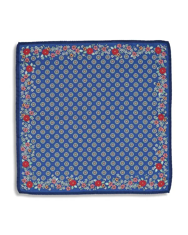Thomas Pink Medallion Floral Pocket Square - Navy